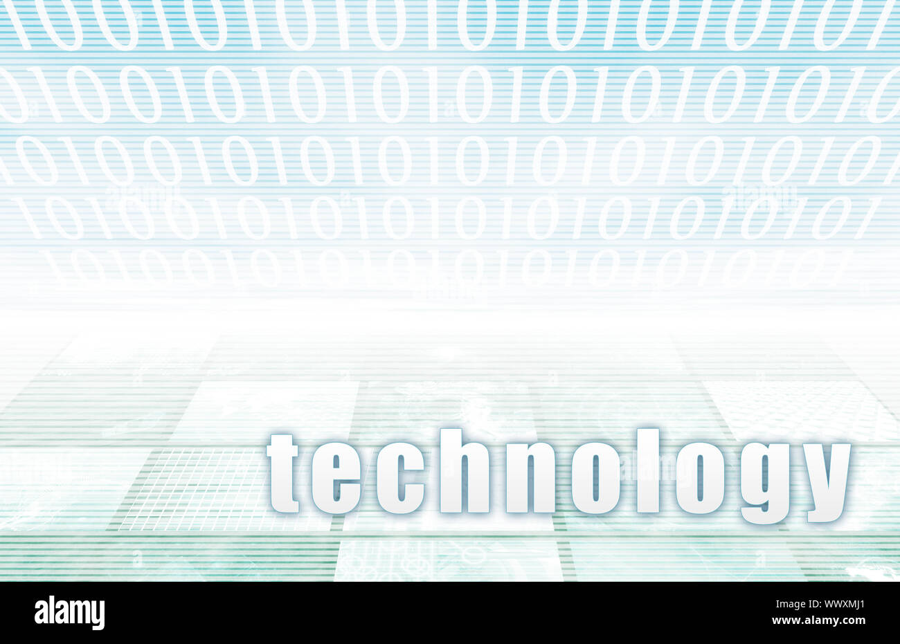 Technology on a Clear Blue Tech Background Stock Photo - Alamy