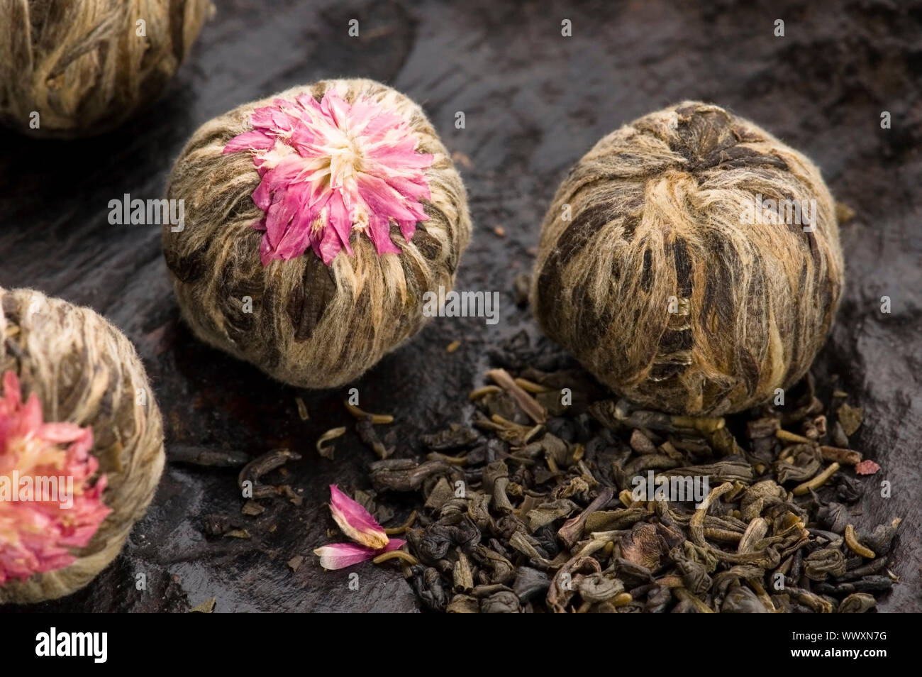 Green chinese tea balls Stock Photo - Alamy