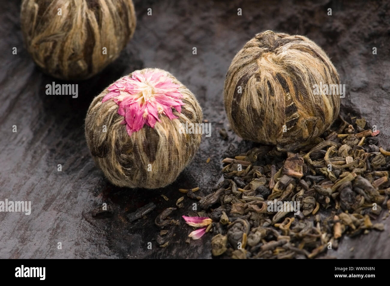 Green chinese tea balls Stock Photo - Alamy