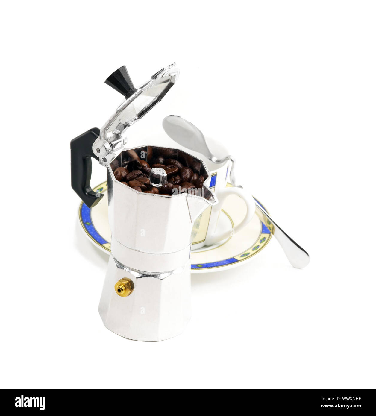 mocha coffee machine and cup isolated on white background Stock Photo ...