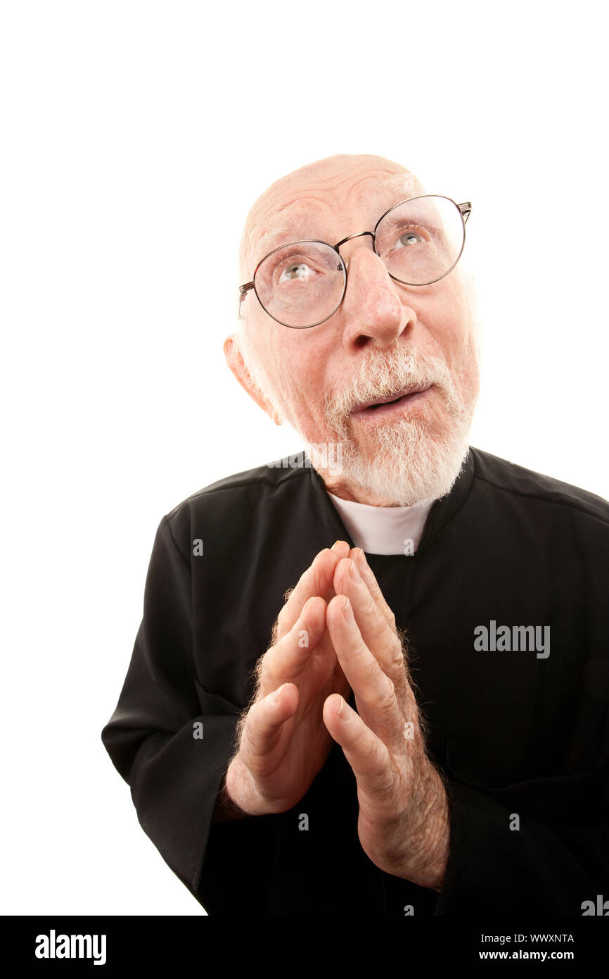 Funny Priest with Hands Folded in Prayer Stock Photo - Alamy