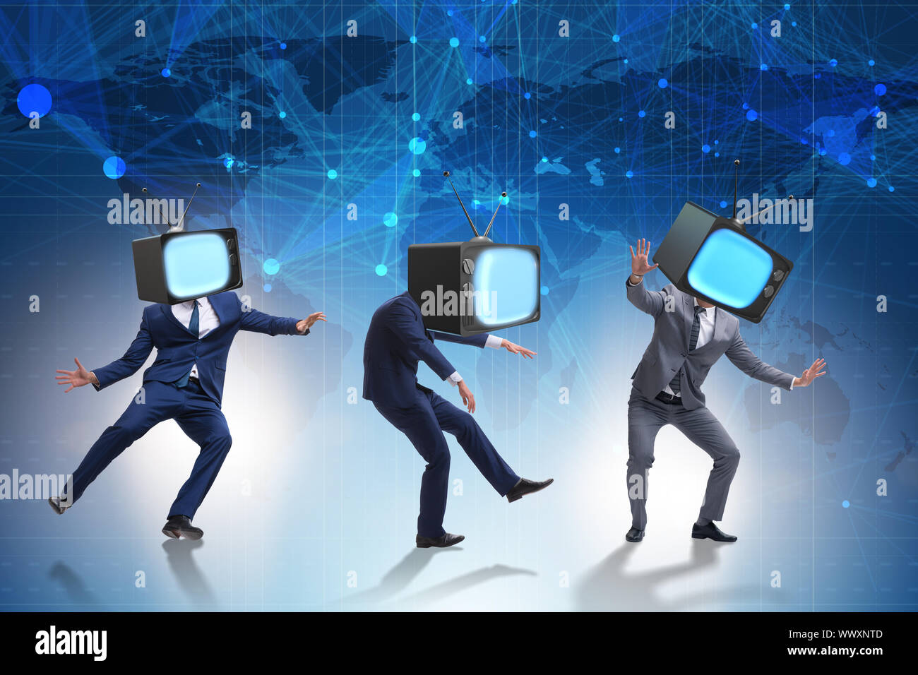 Media zombie concept with man and tv set instead of head Stock Photo ...