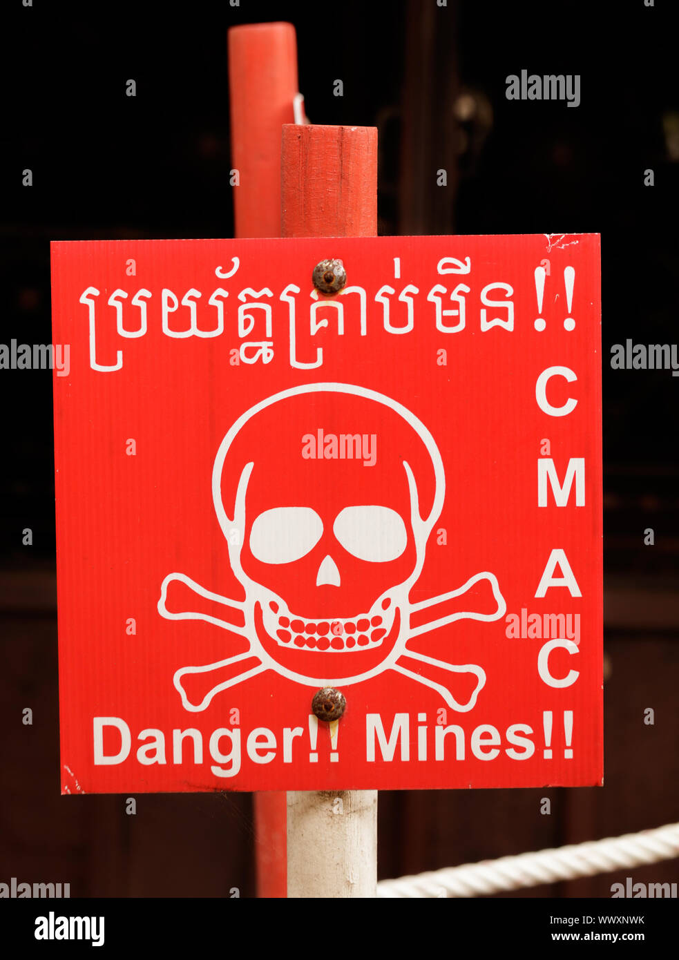 Sign warning land mines in hi-res stock photography and images - Alamy