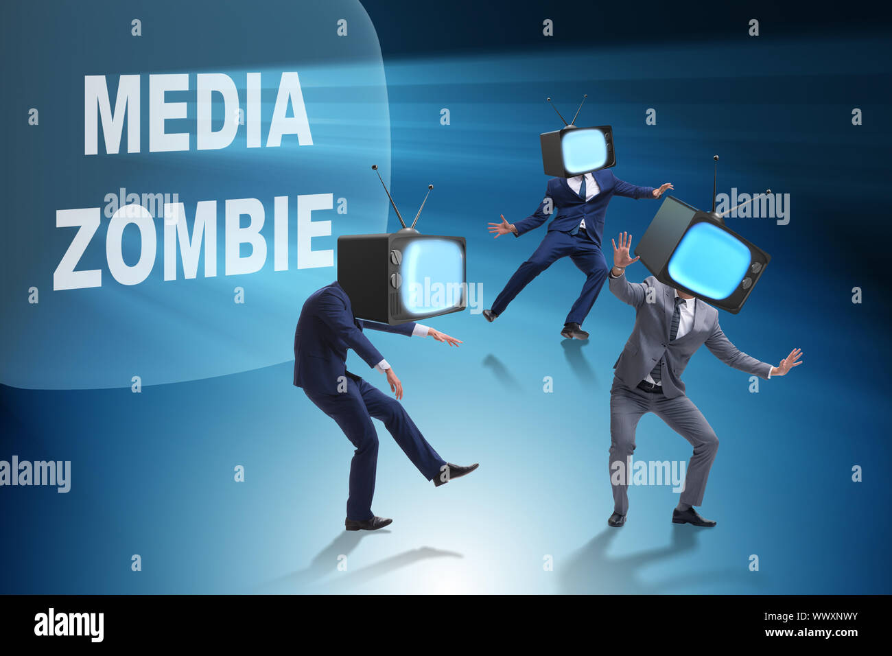 Media zombie concept with man and tv set instead of head Stock Photo ...