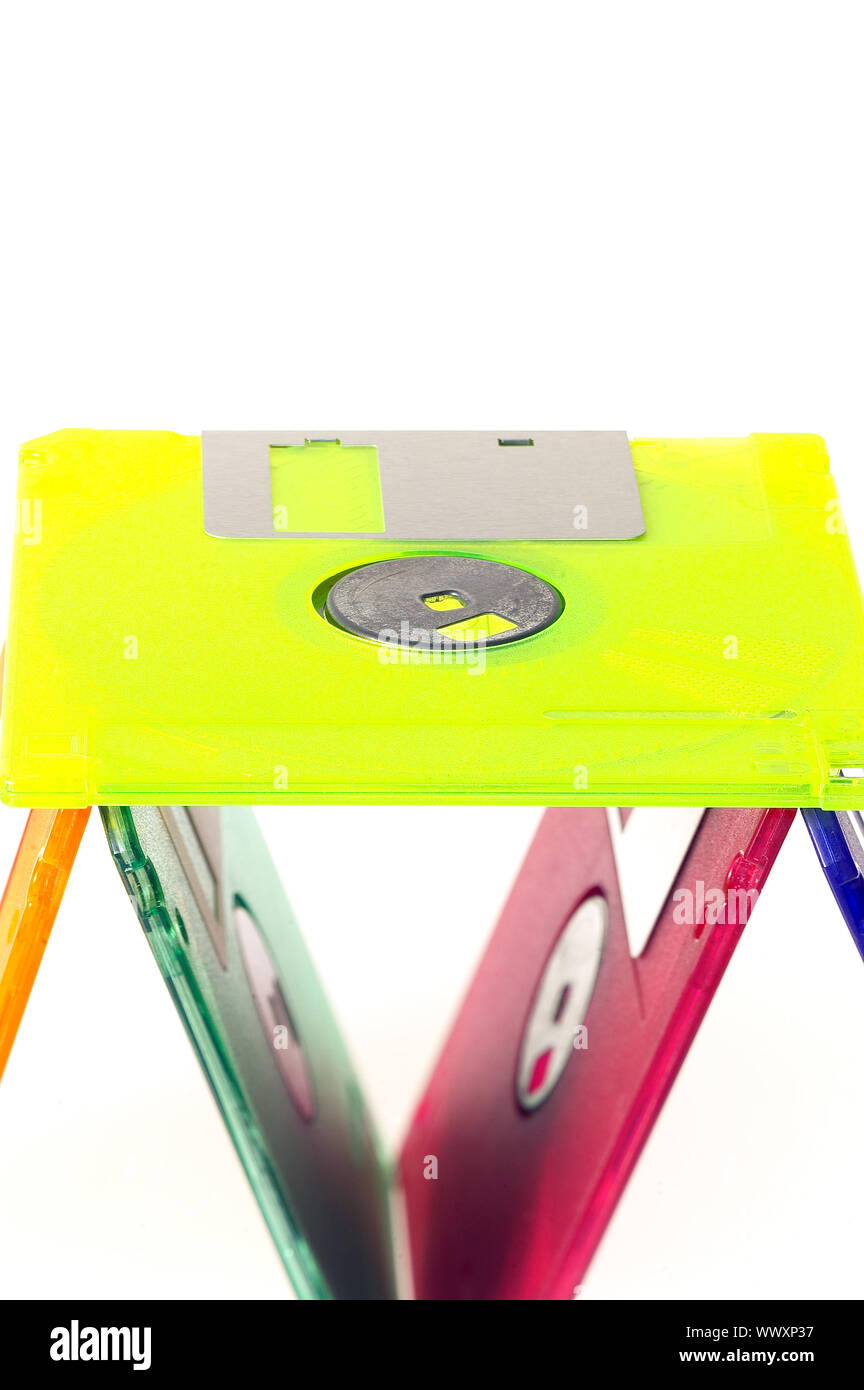 coulorfull plastic floppy disk on white background Stock Photo - Alamy