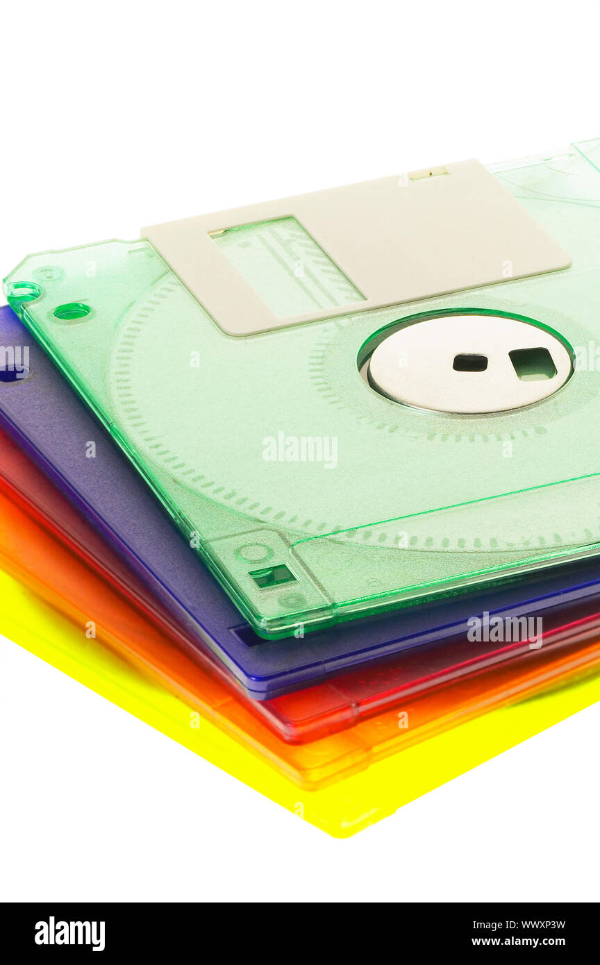 coulorfull plastic floppy disk on white background Stock Photo - Alamy