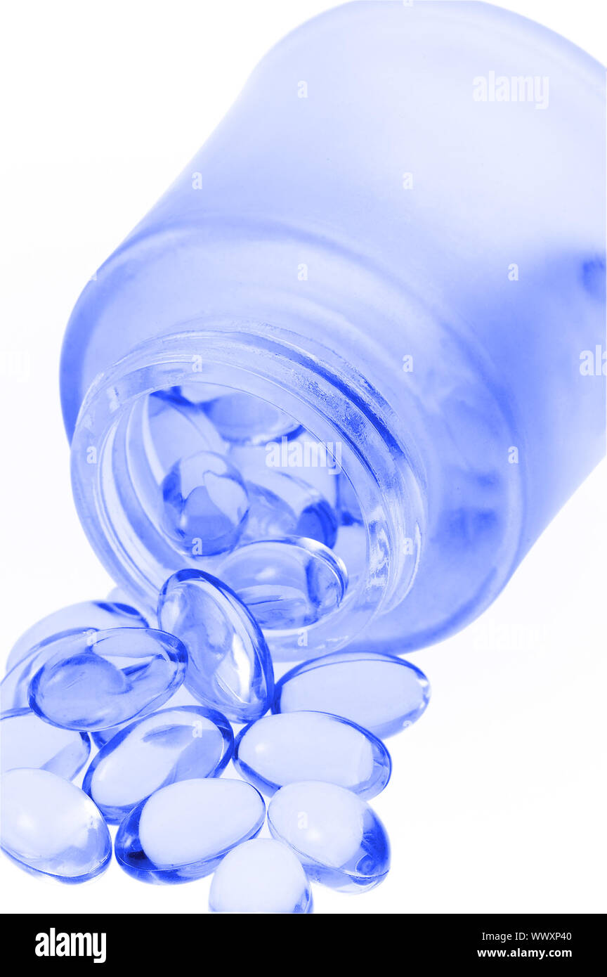 bounch of gel translucent pills on white background Stock Photo - Alamy