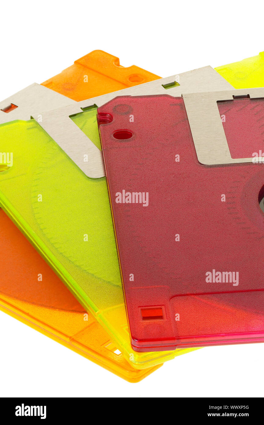 coulorfull plastic floppy disk on white background Stock Photo - Alamy