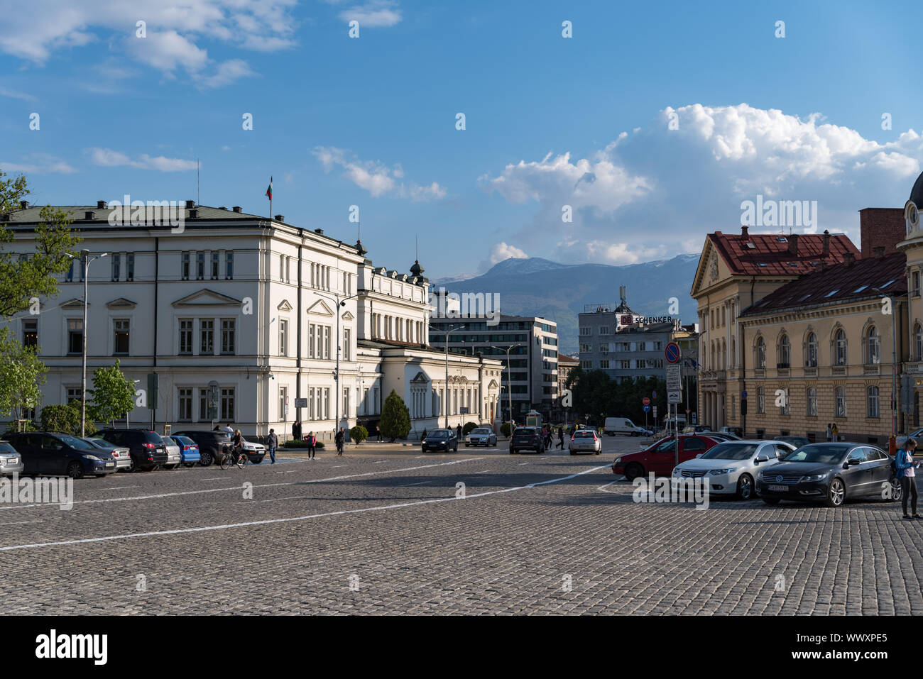 Sofia, Bulgaria - May 3, 2019: View to National Assembly building from ...