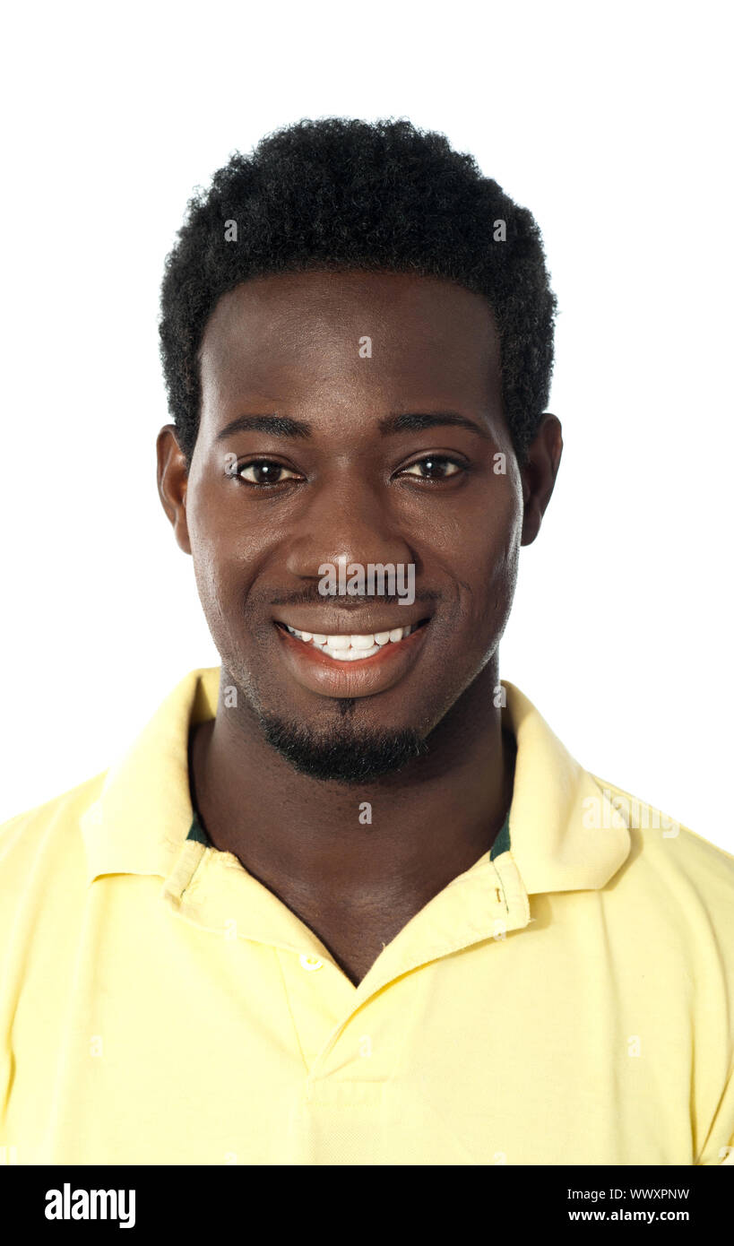 Closeup portrait of a young african guy isolated over white Stock Photo ...