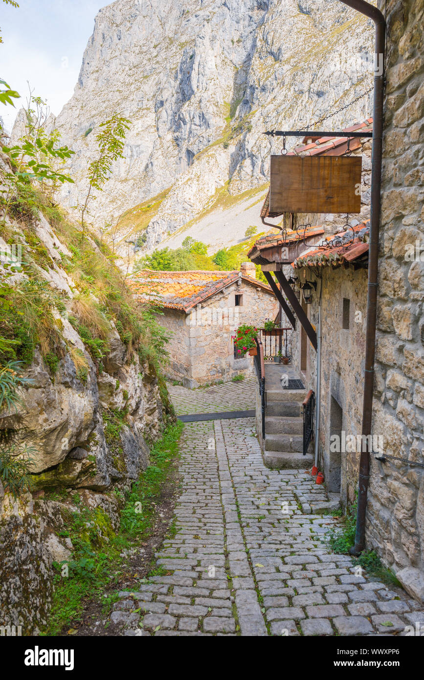 Gastronomy in the village Bulnes in the Picos de Europa, Asturias ...