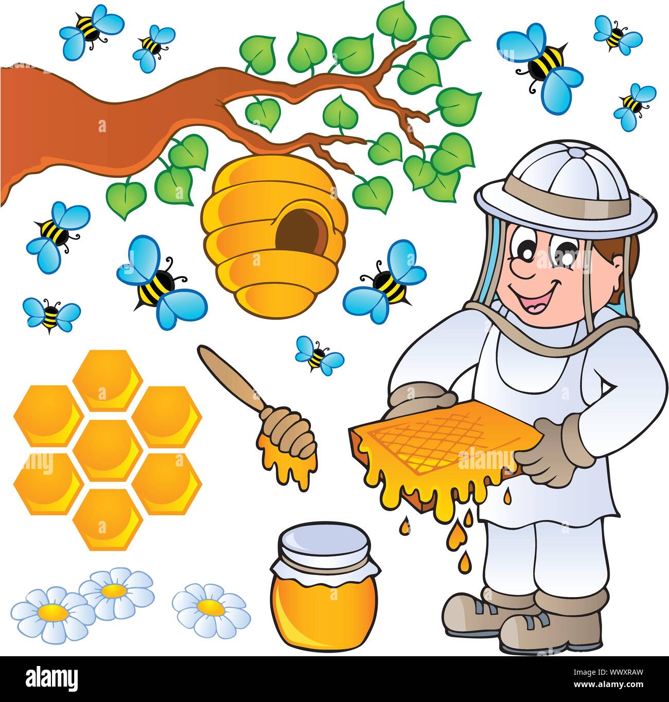 Honey Bee Theme Collection Stock Vector Image And Art Alamy