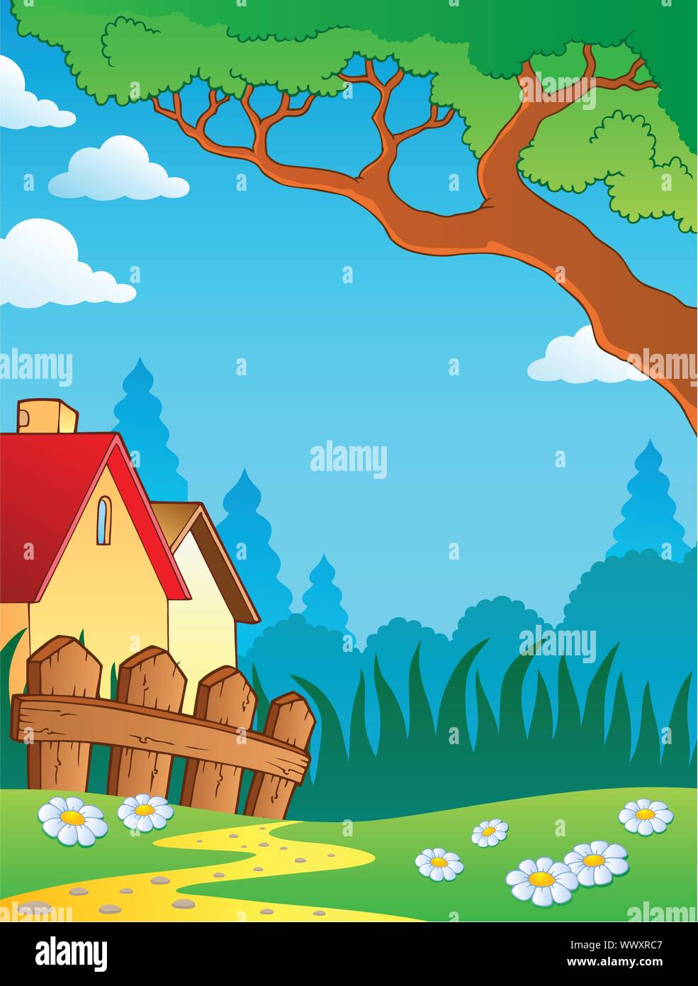 Spring theme landscape 3 Stock Vector Image & Art - Alamy