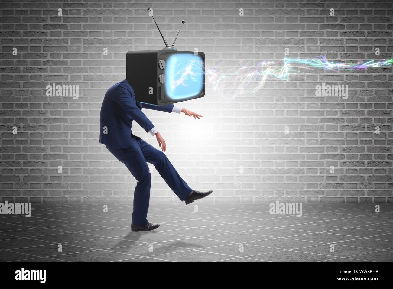 Media zombie concept with man and tv set instead of head Stock Photo ...