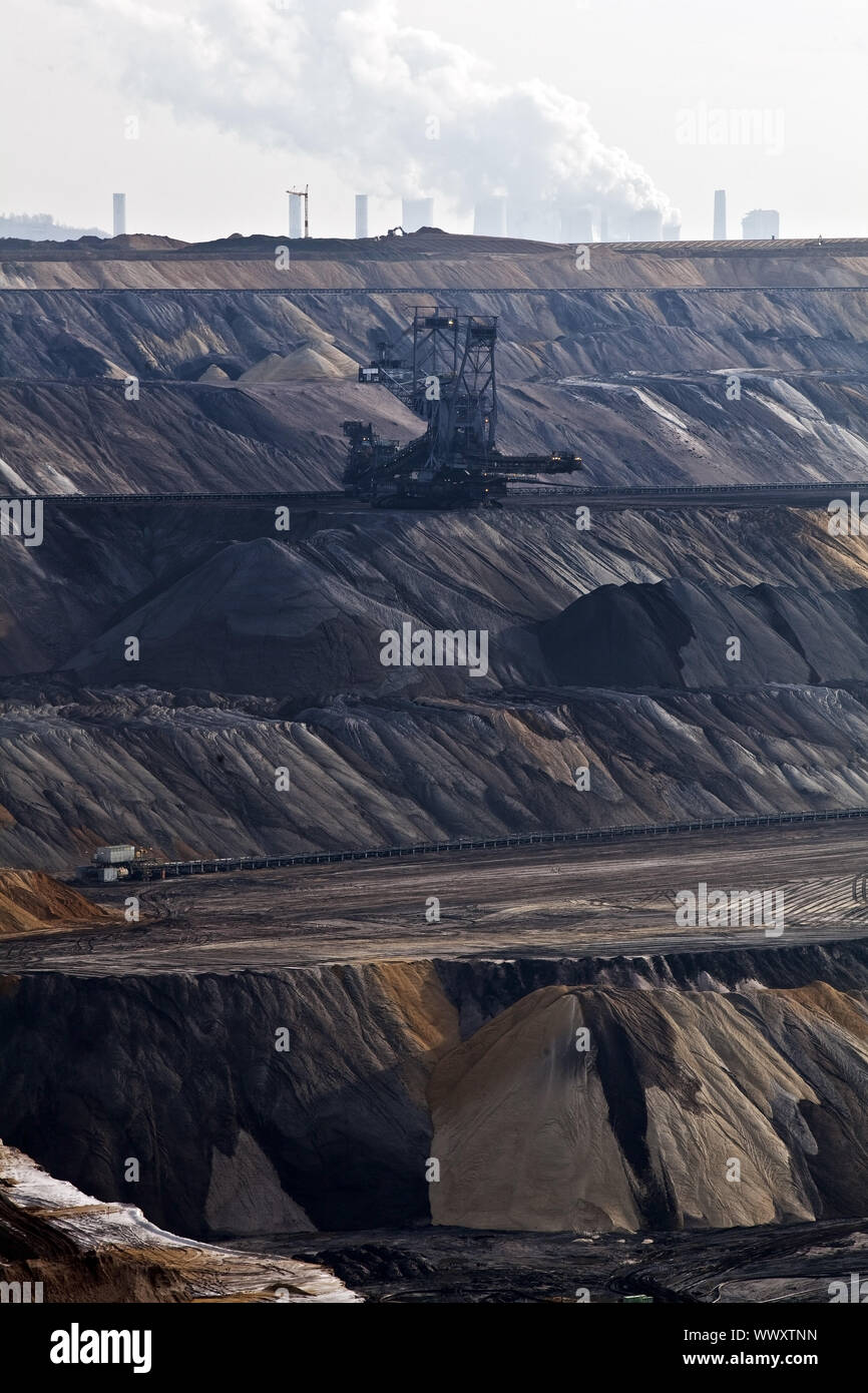 brown coal surface mining with stacker, Garzweiler, Juechen, North ...