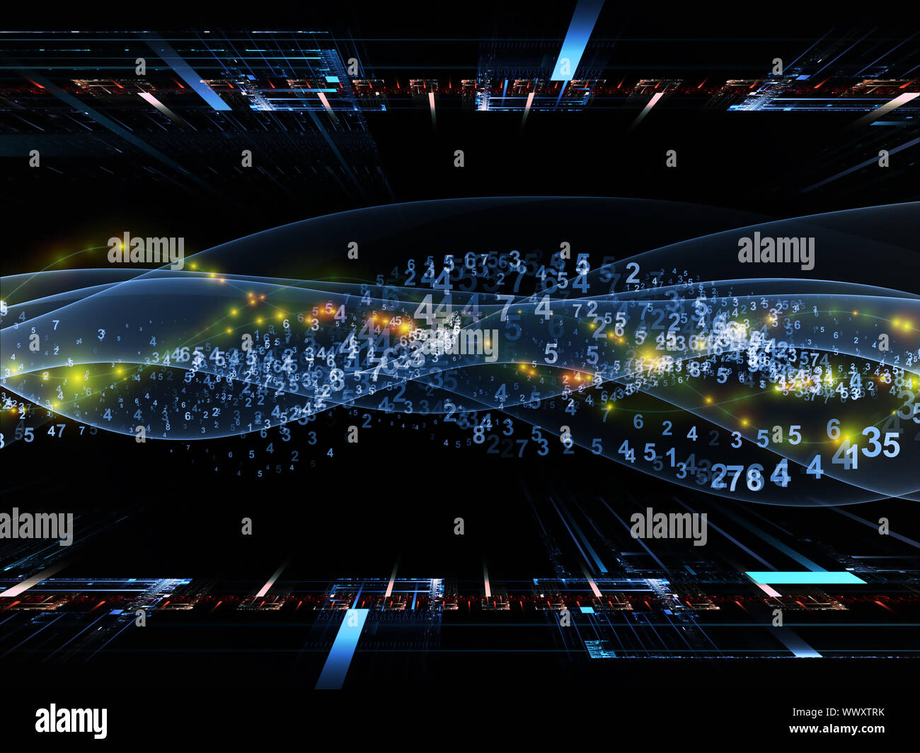 Artistic background made of abstract sine waves, numbers and design ...