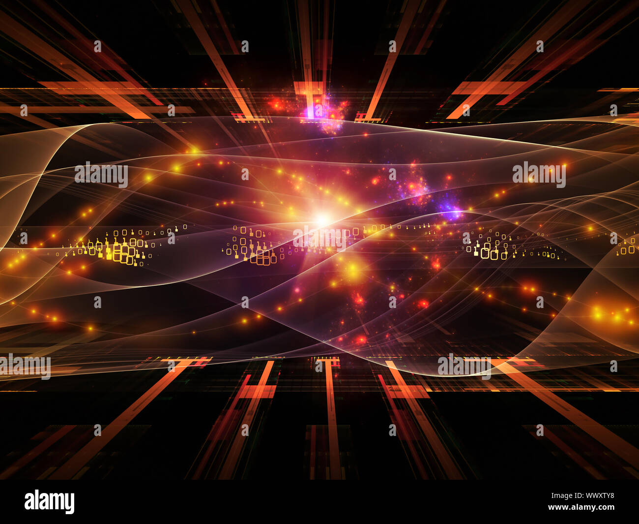 Graphic composition of abstract sine waves and design elements to serve ...