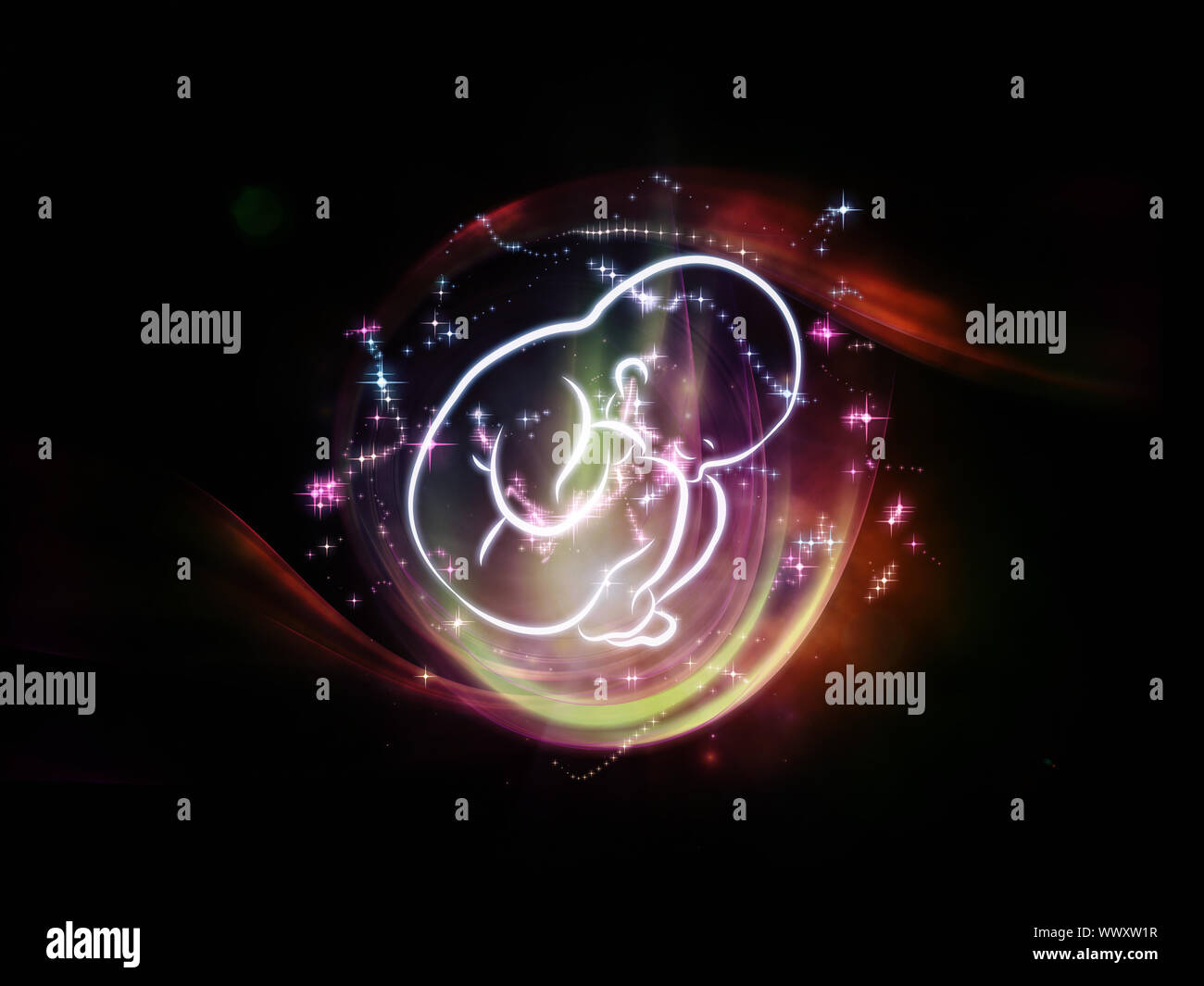 Visually attractive backdrop made of drawing of a fetus and abstract ...