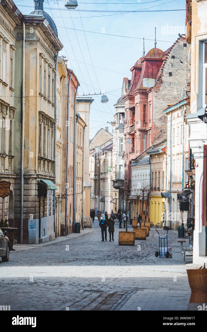 old european street view Stock Photo - Alamy