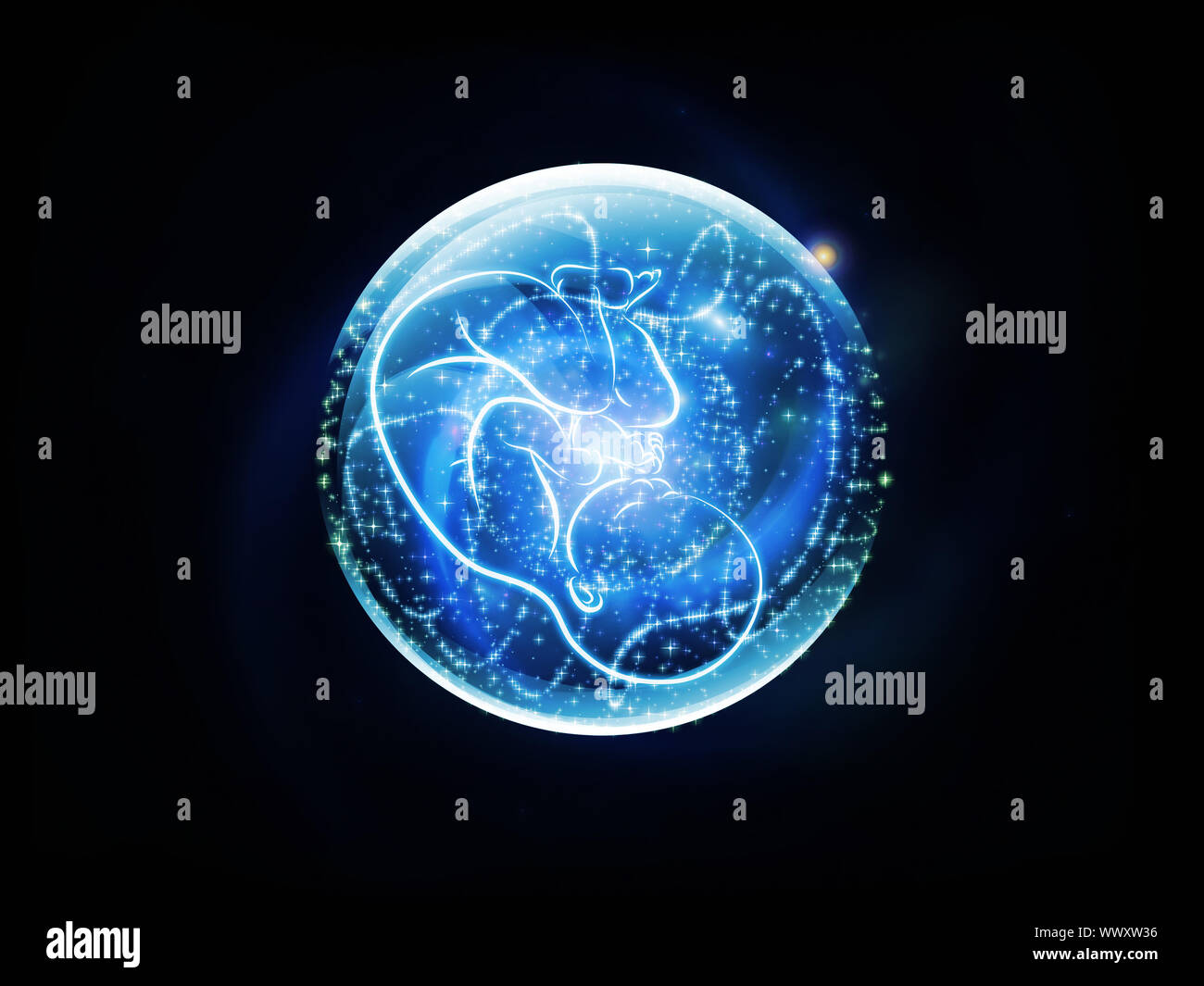Design composed of drawing of a fetus and abstract design elements as a ...