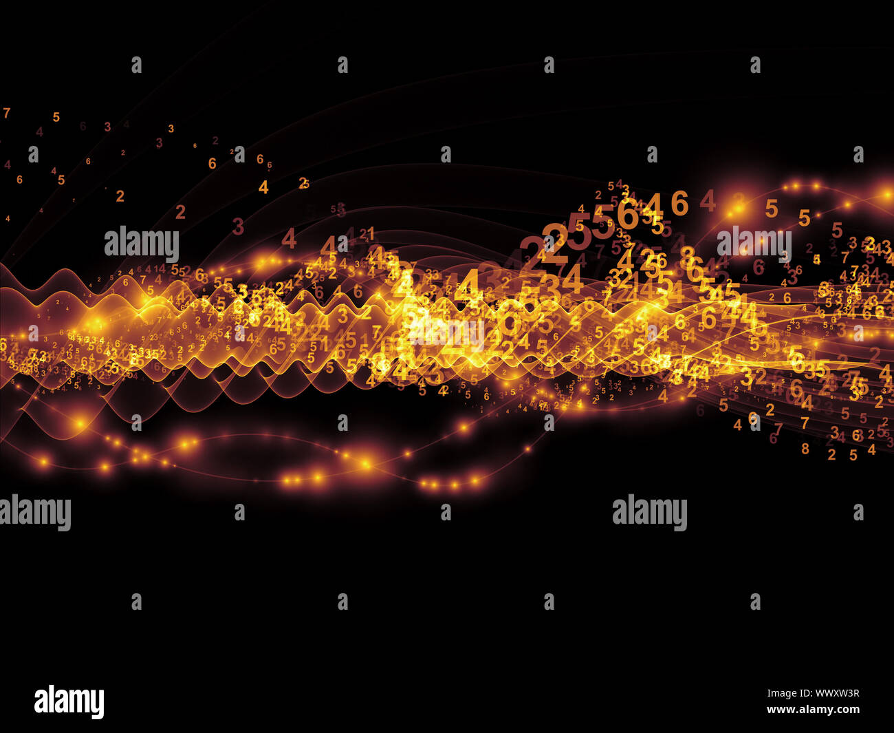 Visually pleasing composition of abstract sine waves, numbers and ...