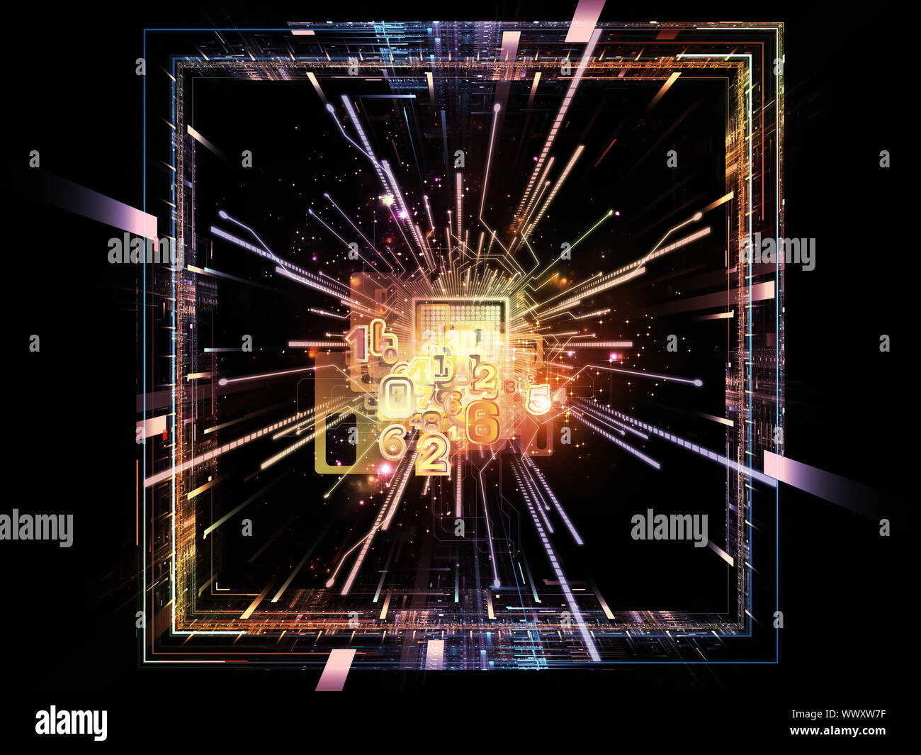 Design made of CPU graphic and abstract design elements to serve as ...