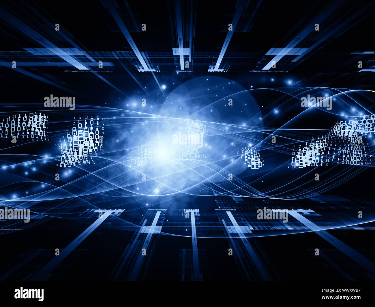 Composition of abstract sine waves and design elements suitable as a ...