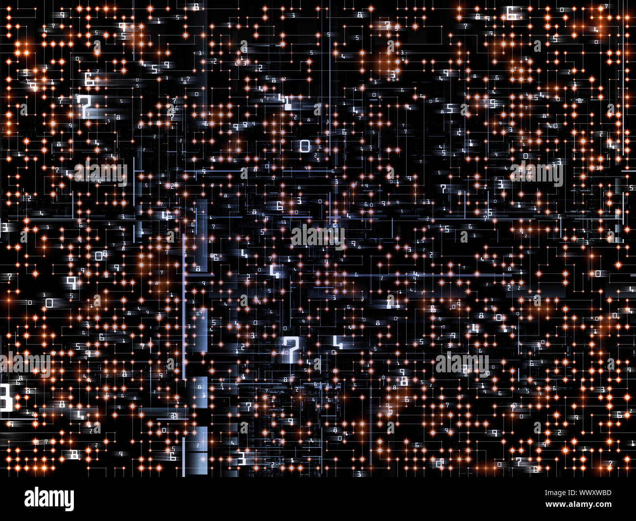 Abstract design made of network diagram lines and moving numbers on the ...