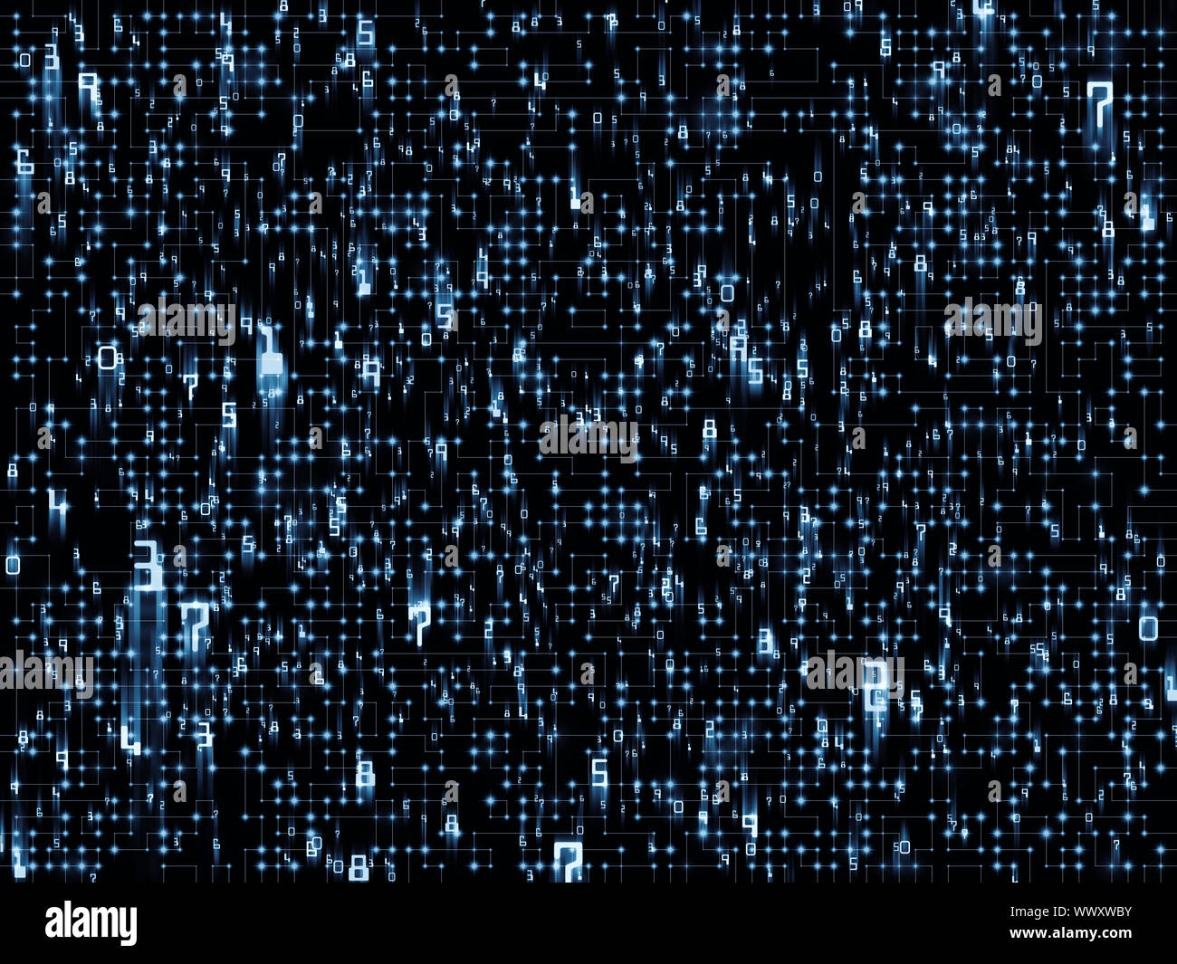 Design made of network diagram lines, digits and abstract elements to ...