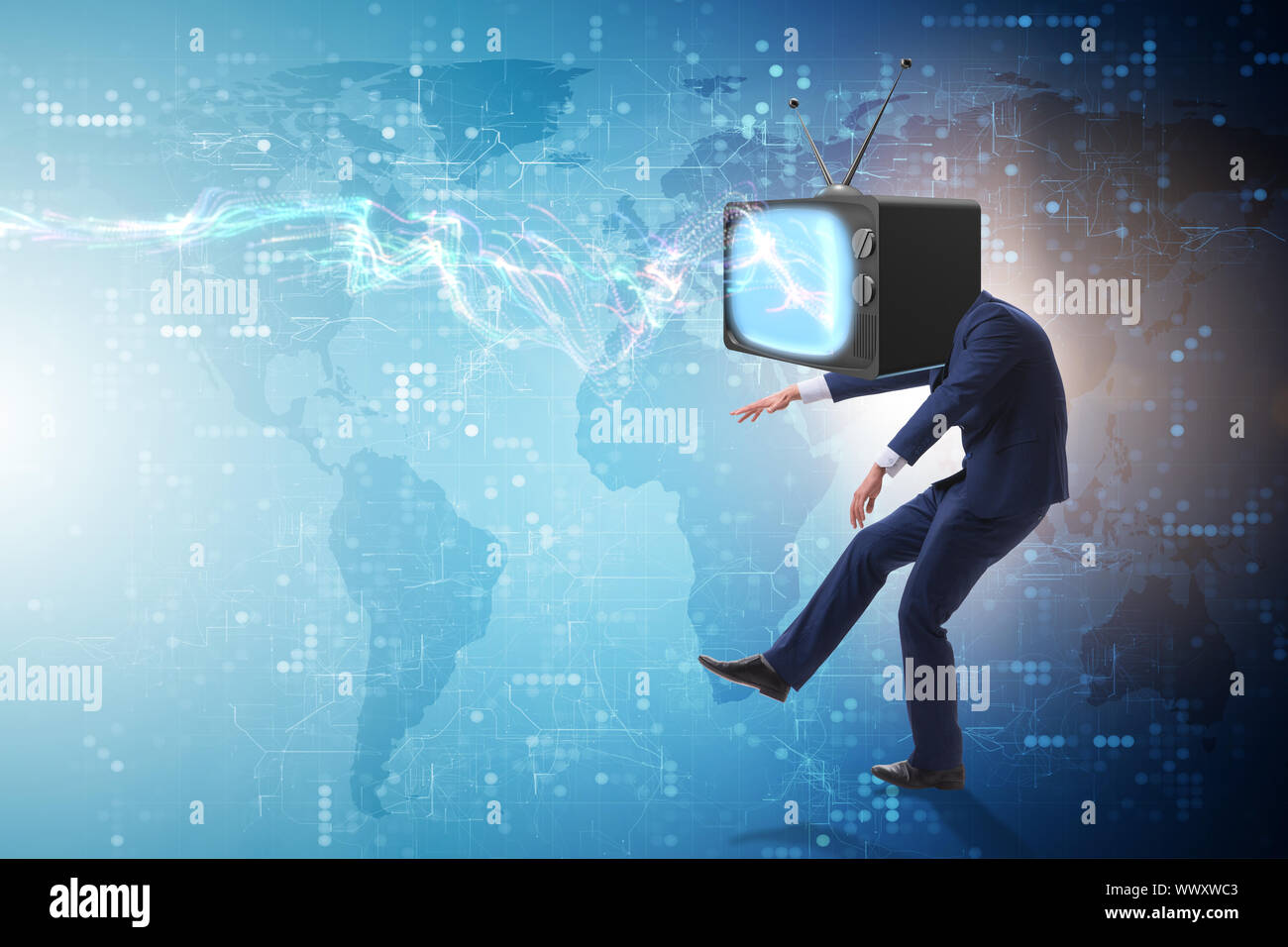 Media zombie concept with man and tv set instead of head Stock Photo ...