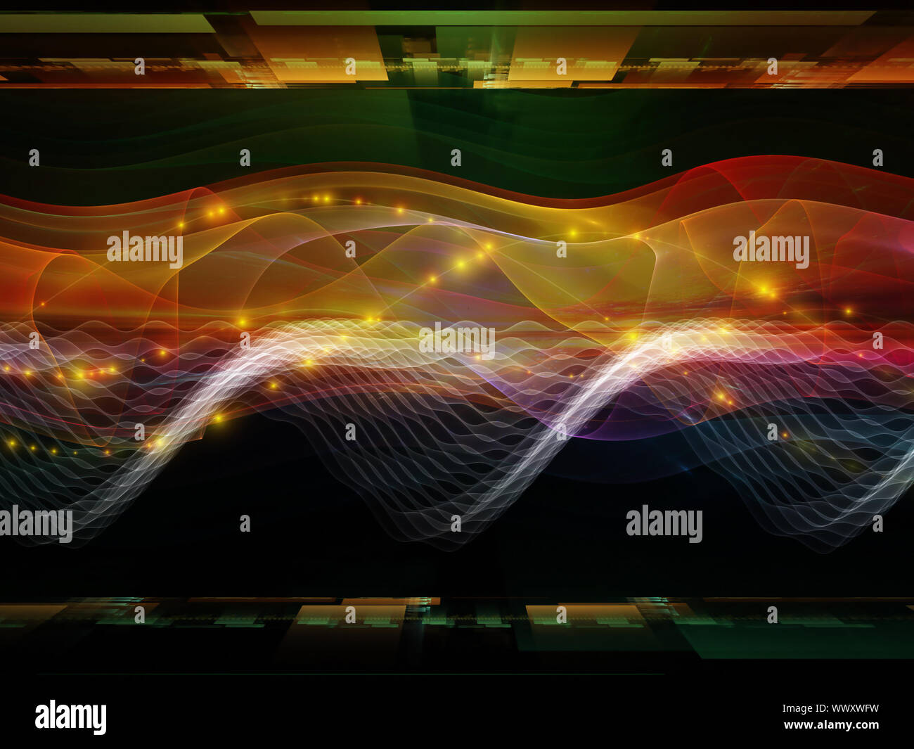Composition of abstract sine waves and design elements with ...