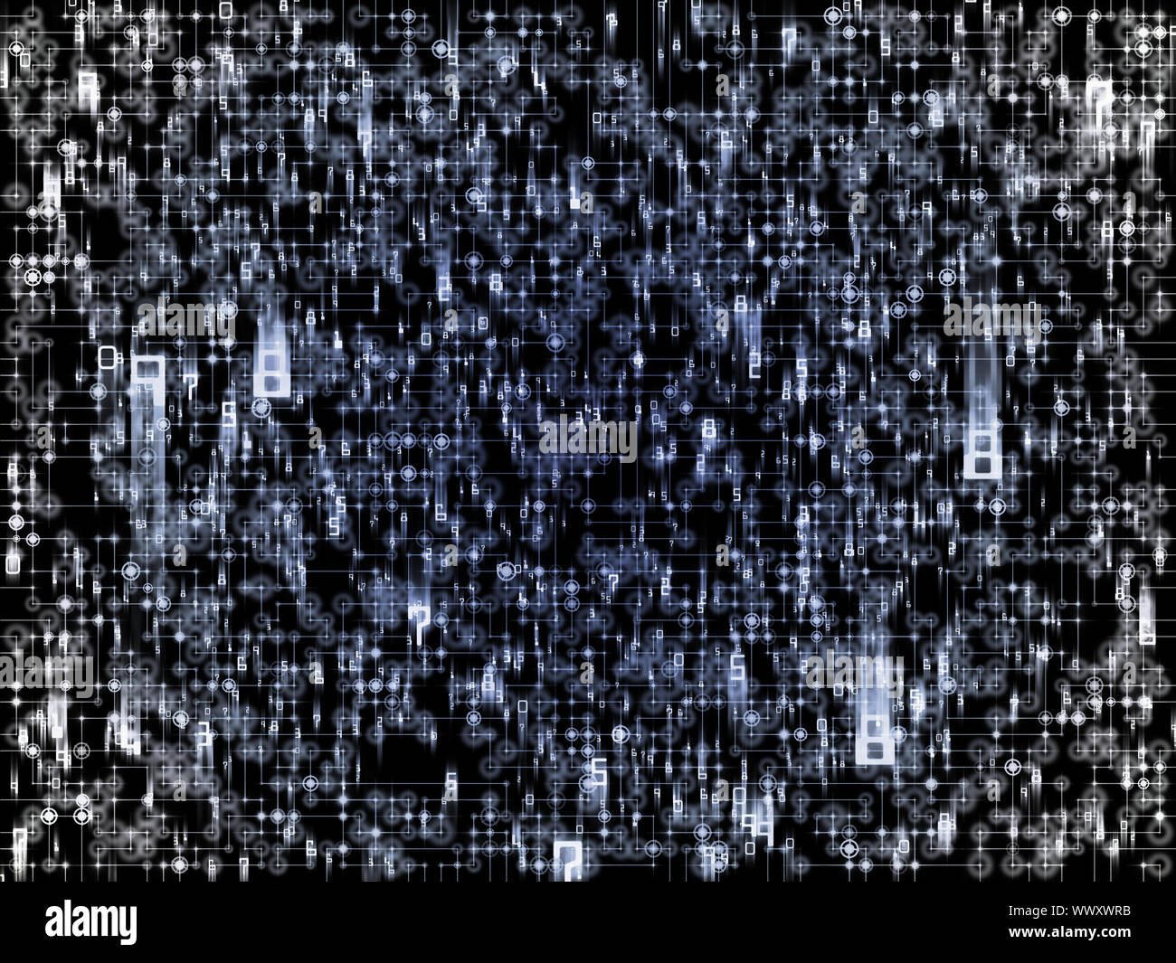 Design made of network diagram lines, digits and abstract elements to ...