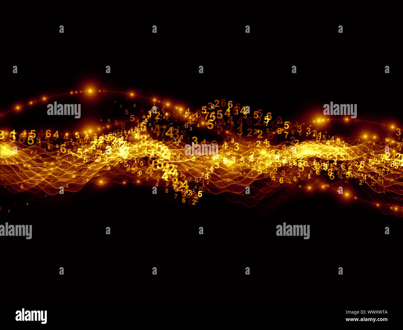 Visually pleasing composition of abstract sine waves, numbers and ...
