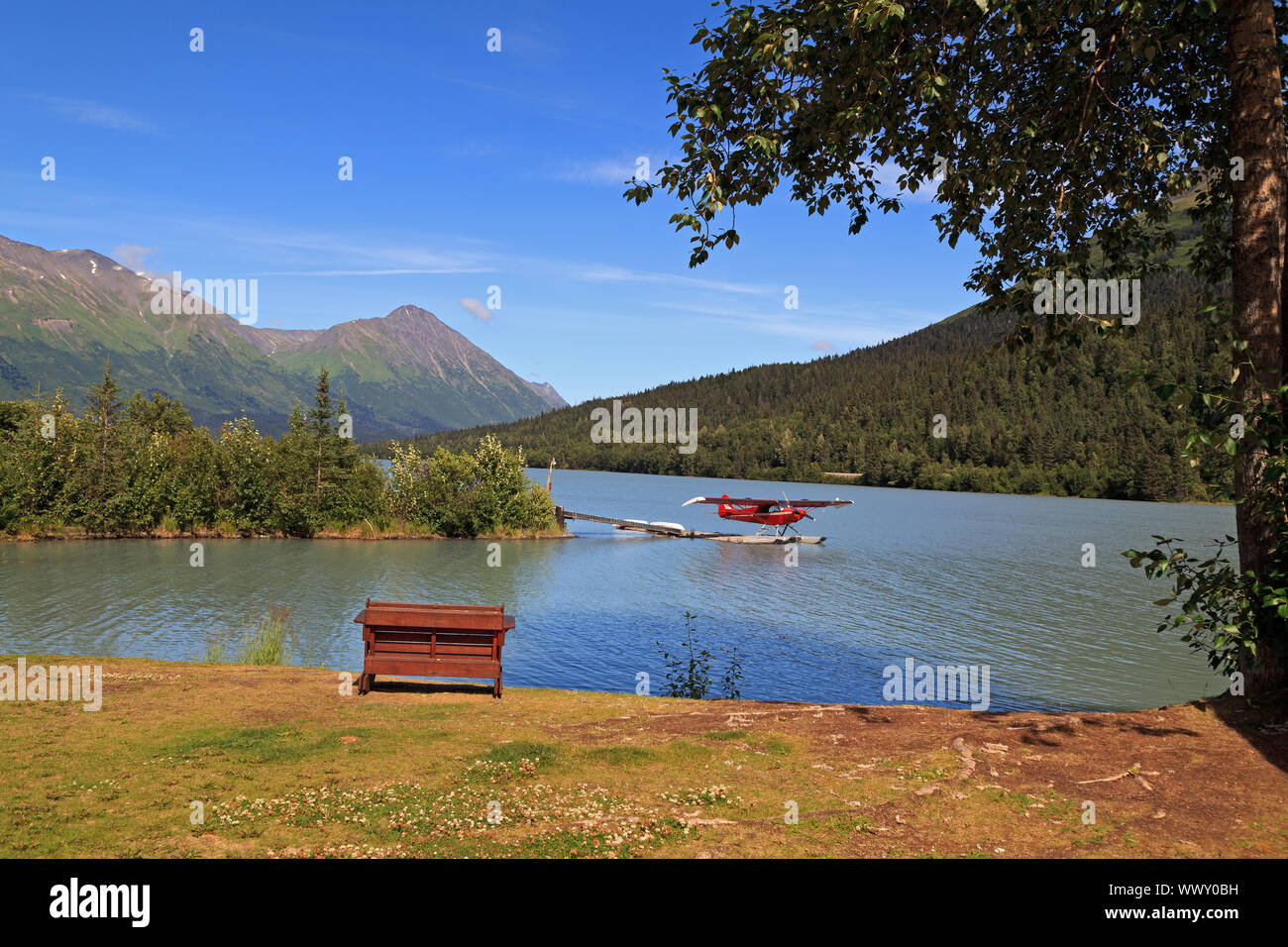 Seaplane on a lake in Alaska Stock Photo - Alamy