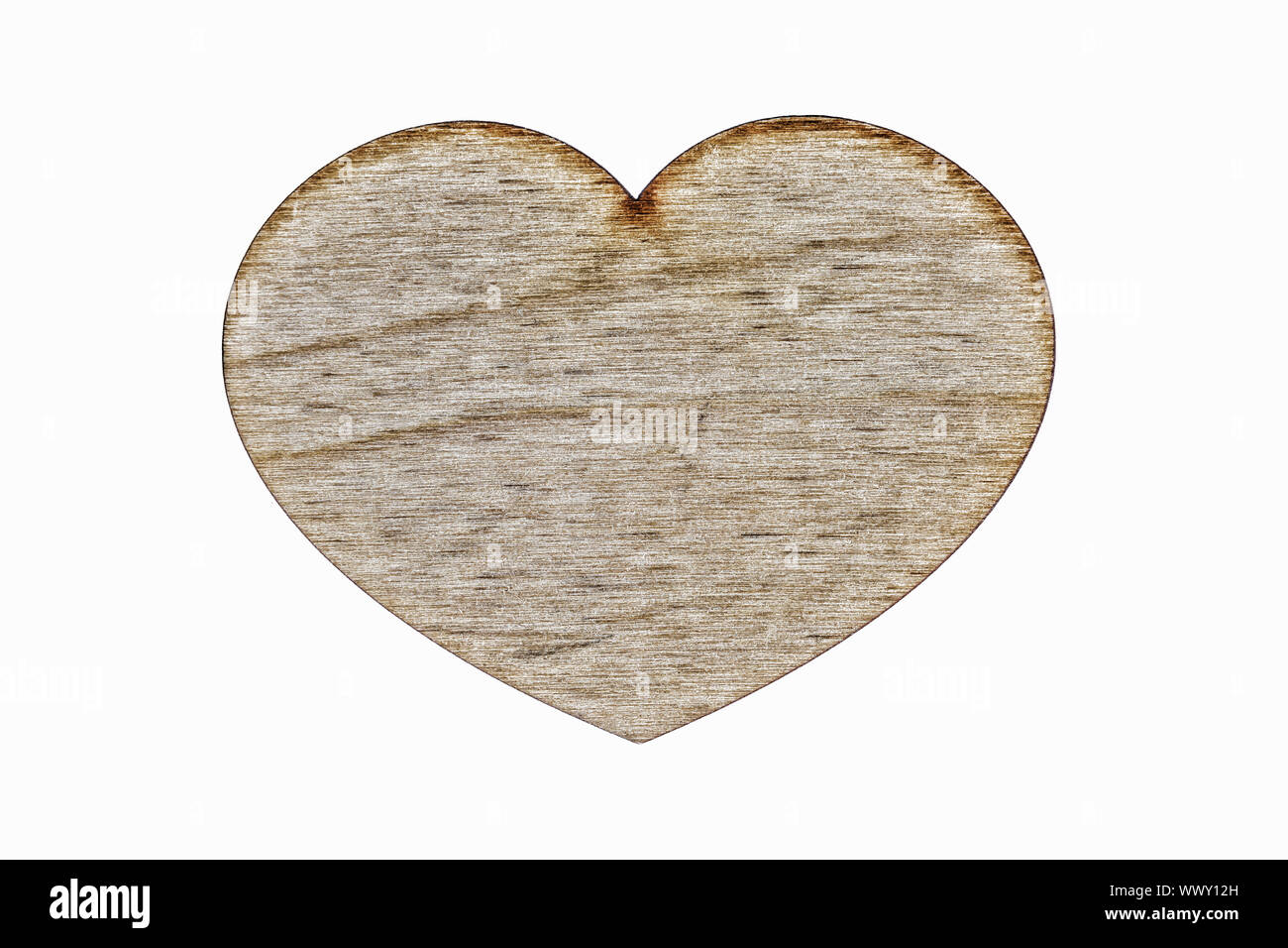Red wooden heart closeup, object is isolated on white background.The ...