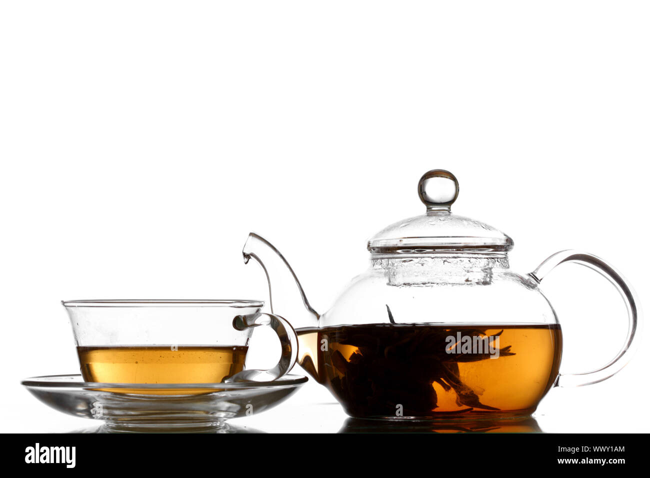 tea in glass pot isolated Stock Photo - Alamy