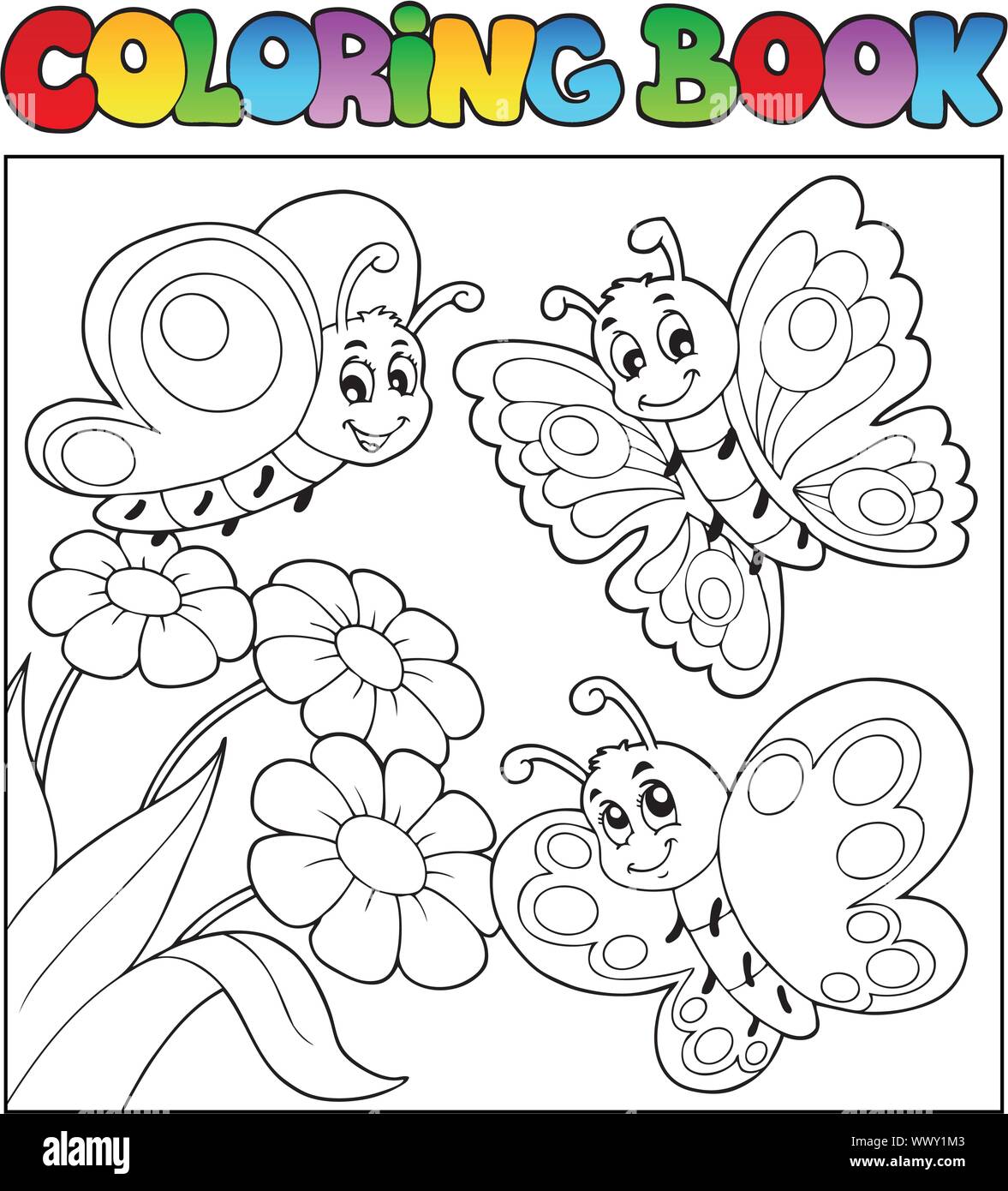 Coloring book with butterflies 3 Stock Vector Image & Art - Alamy