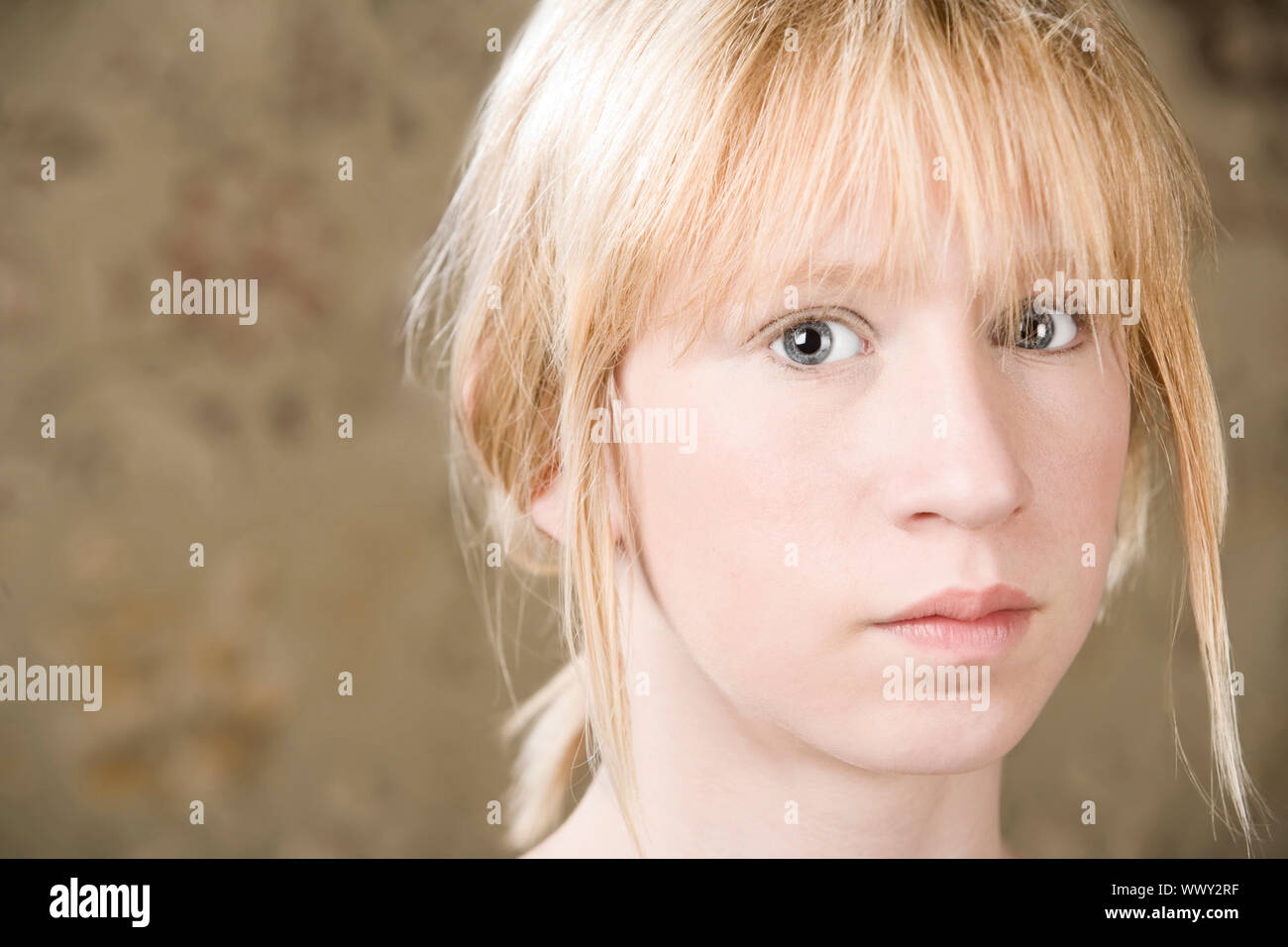 Pretty young gil with blue eyes Stock Photo - Alamy