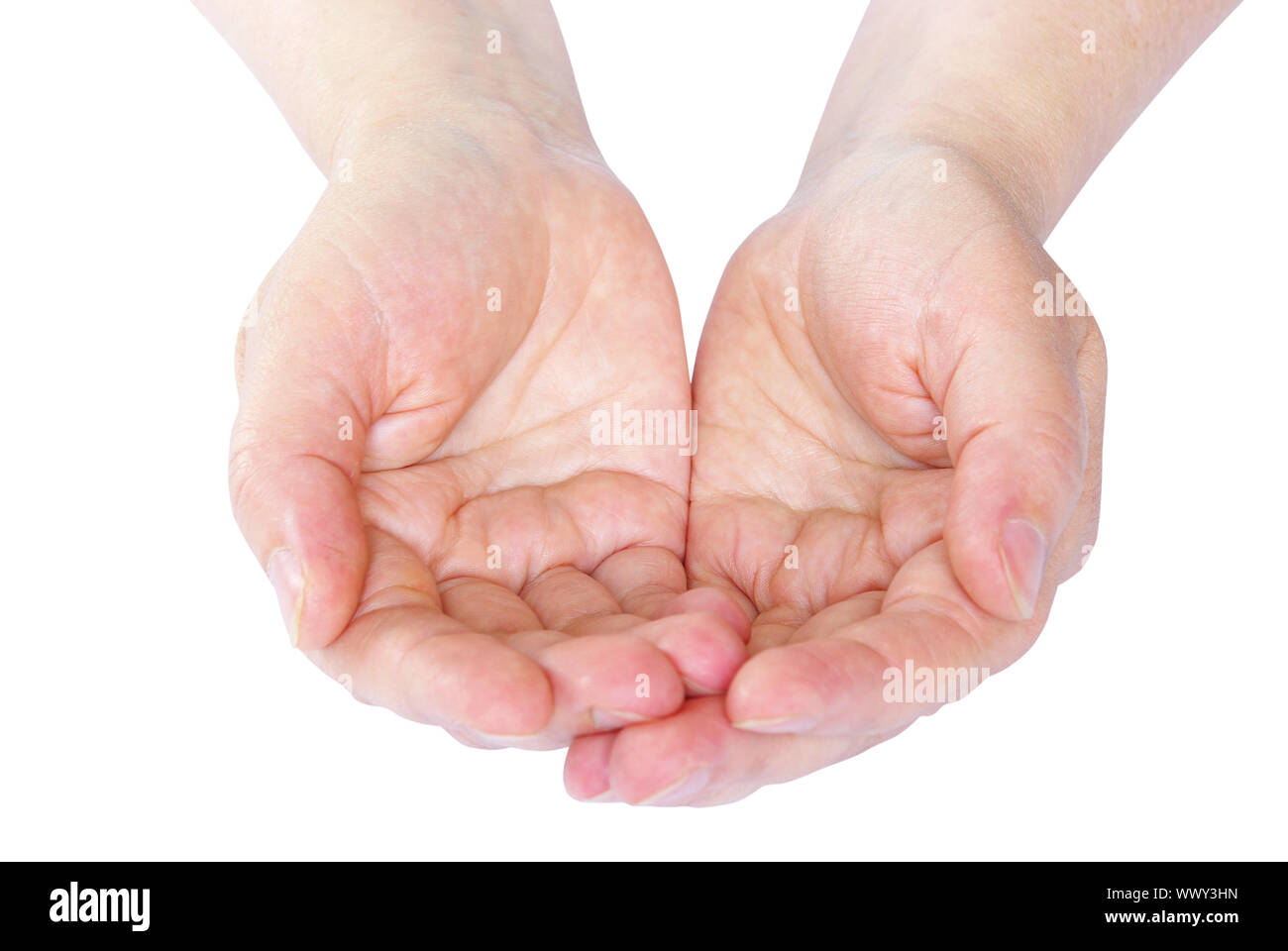 Asking hands isolated on white Stock Photo - Alamy