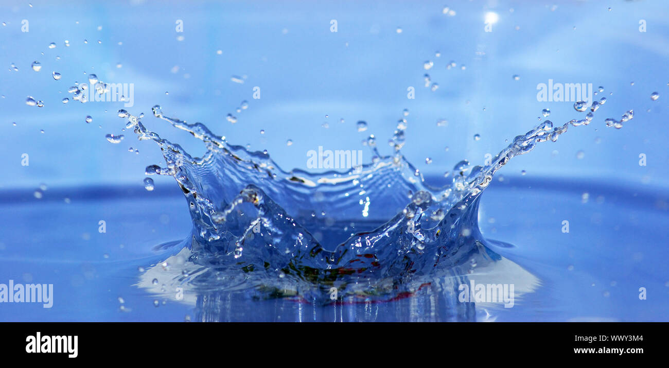 The round transparent drop of water falls downward Stock Photo - Alamy