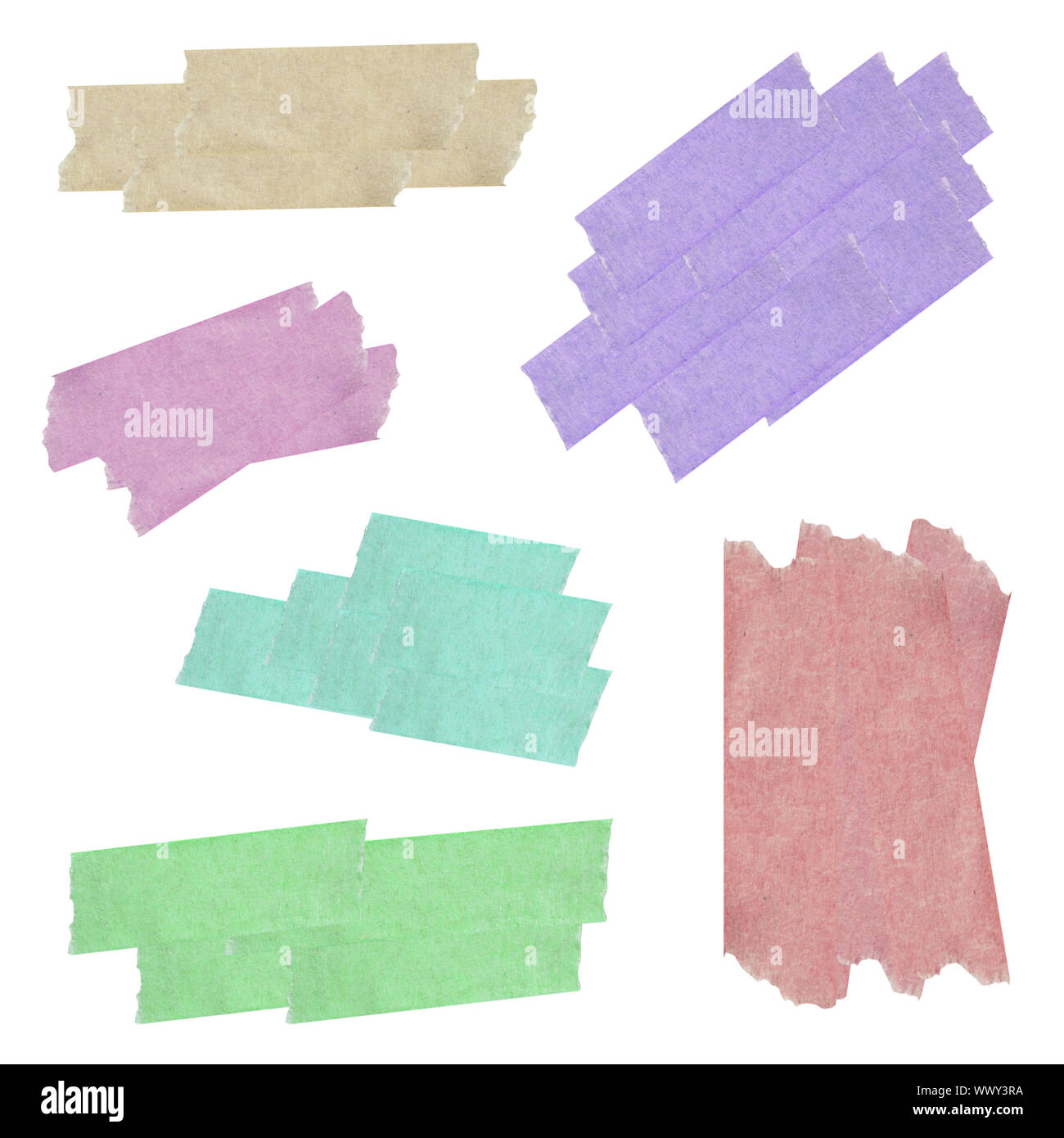 Collection of different stripes of masking tapes on white background ...