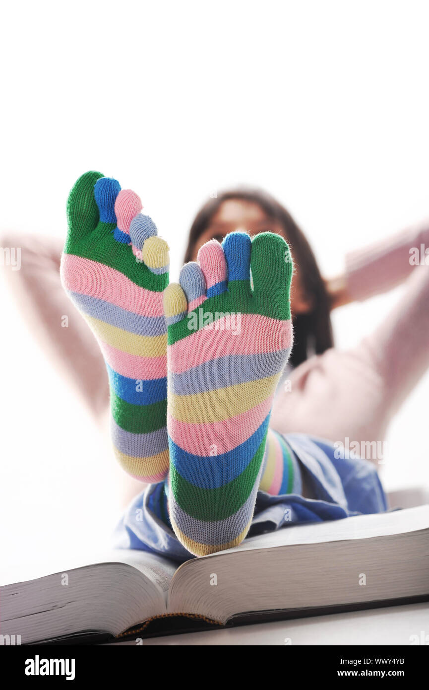 student relaxing with his feet up on his desk, similar pictures on my ...