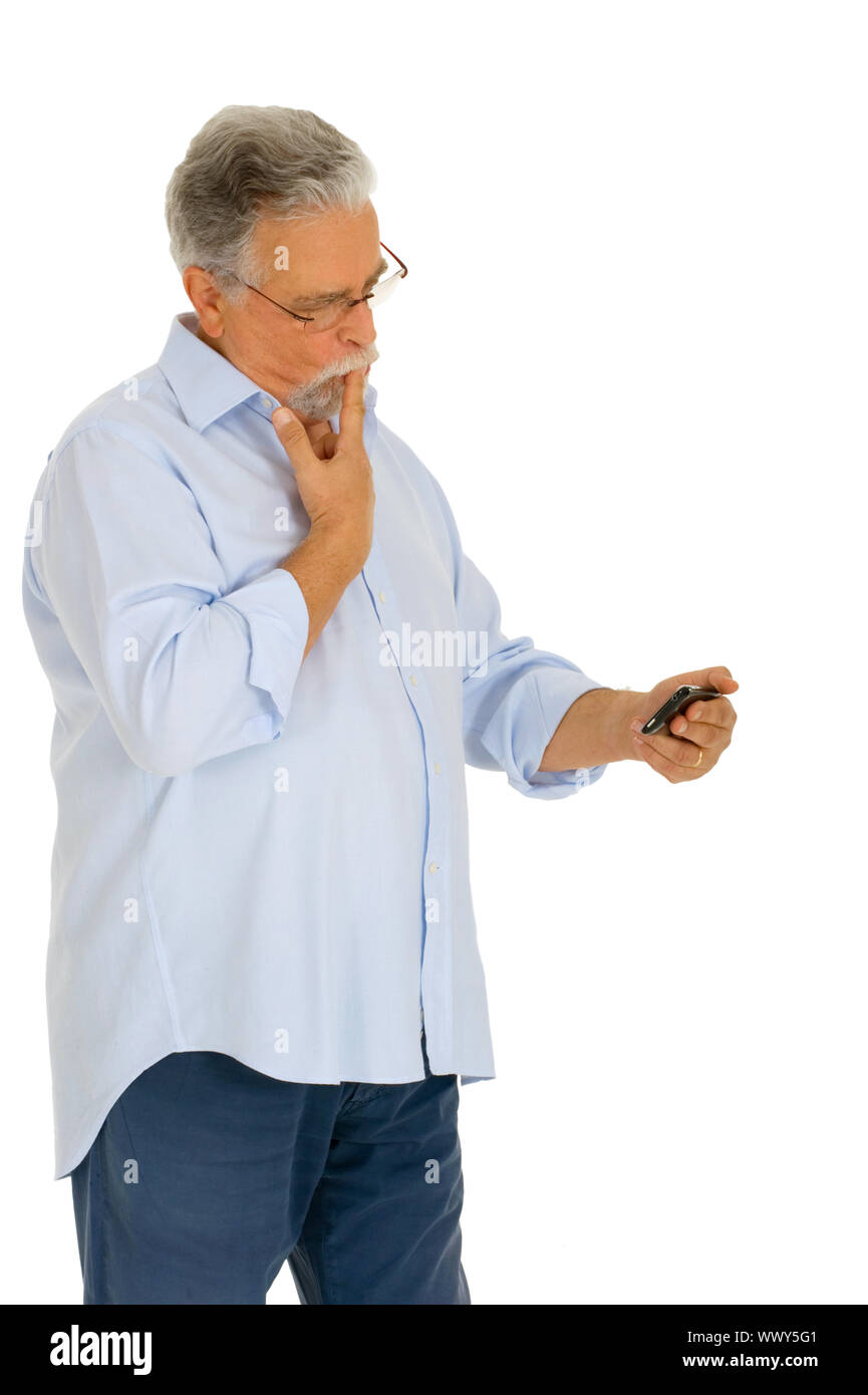 old man with mobile Stock Photo - Alamy