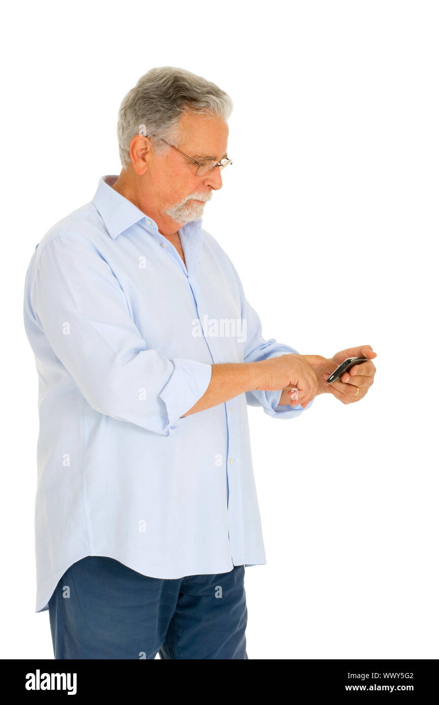 old man with mobile Stock Photo - Alamy