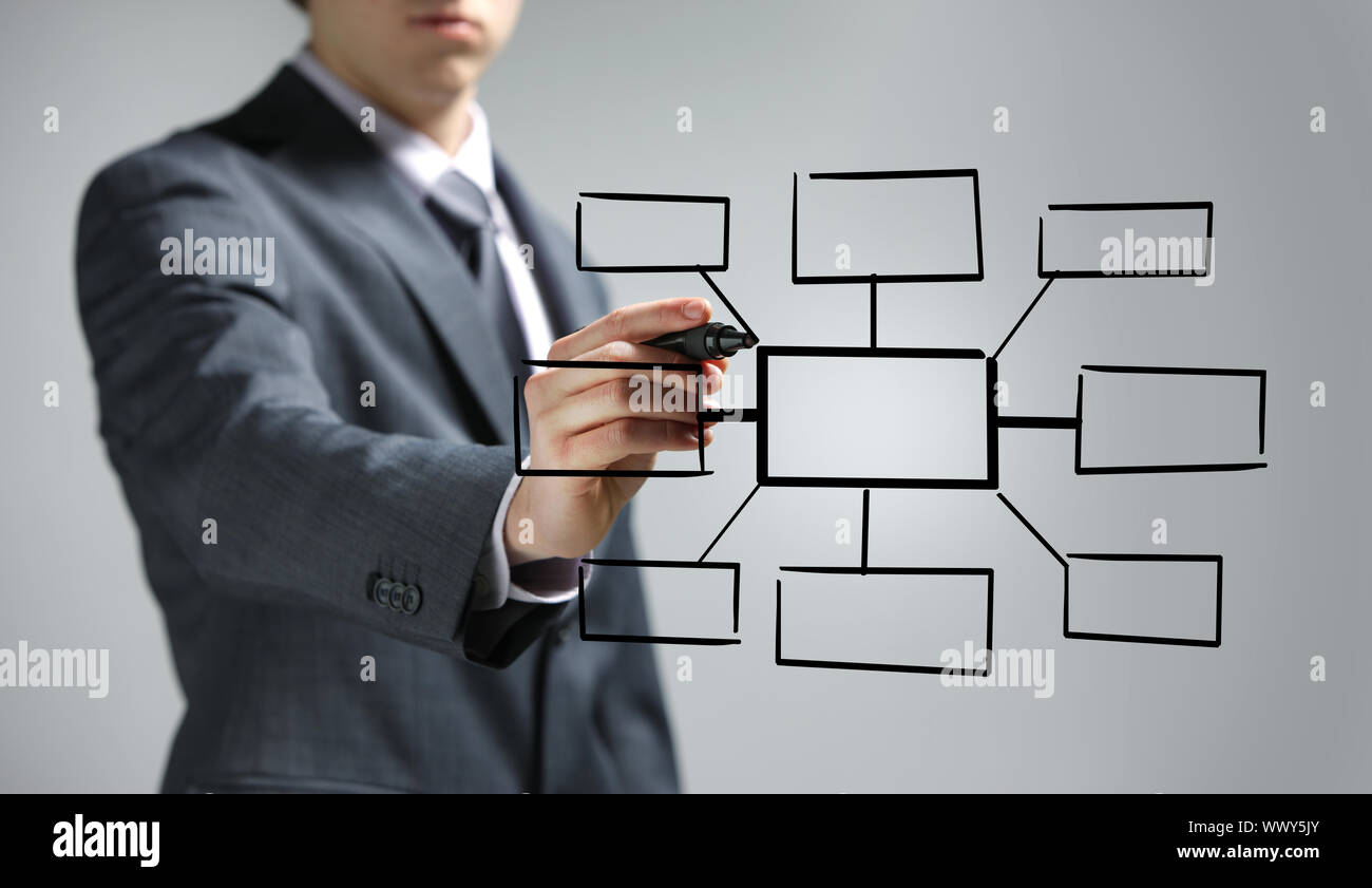 Businessman drawing empty diagram Stock Photo - Alamy