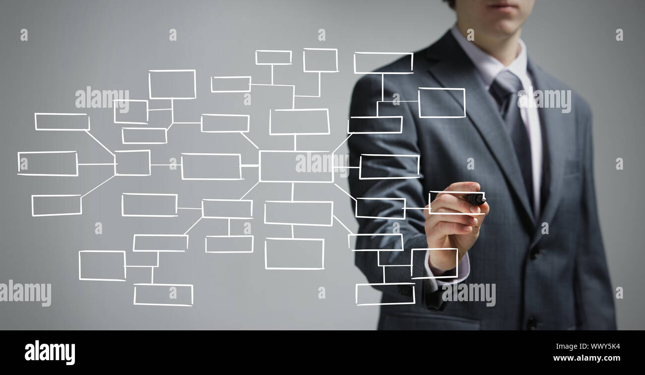 Businessman drawing empty diagram Stock Photo - Alamy