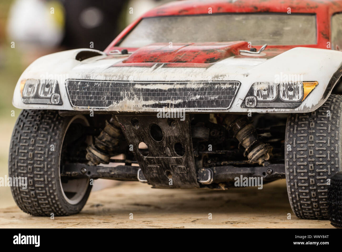 Maintenance of radio-controlled model of the car in a break between ...