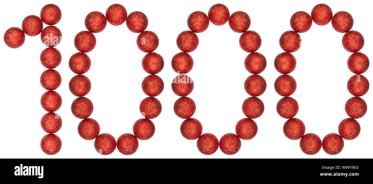 Numeral 1000, one thousand, from decorative balls, isolated on white ...