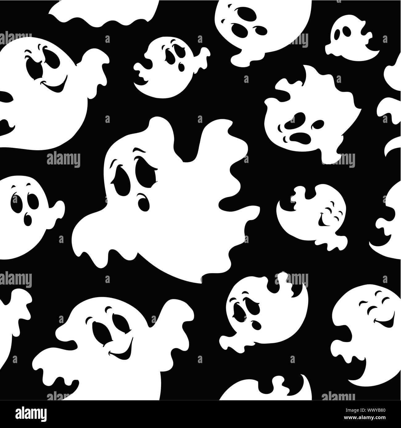 Halloween seamless pattern ghosts Black and White Stock Photos & Images ...