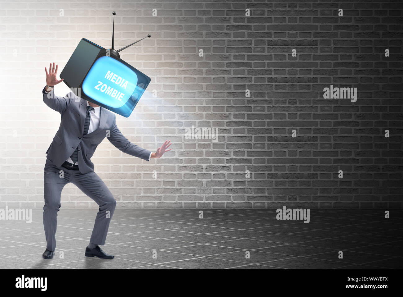 Media zombie concept with man and tv set instead of head Stock Photo ...